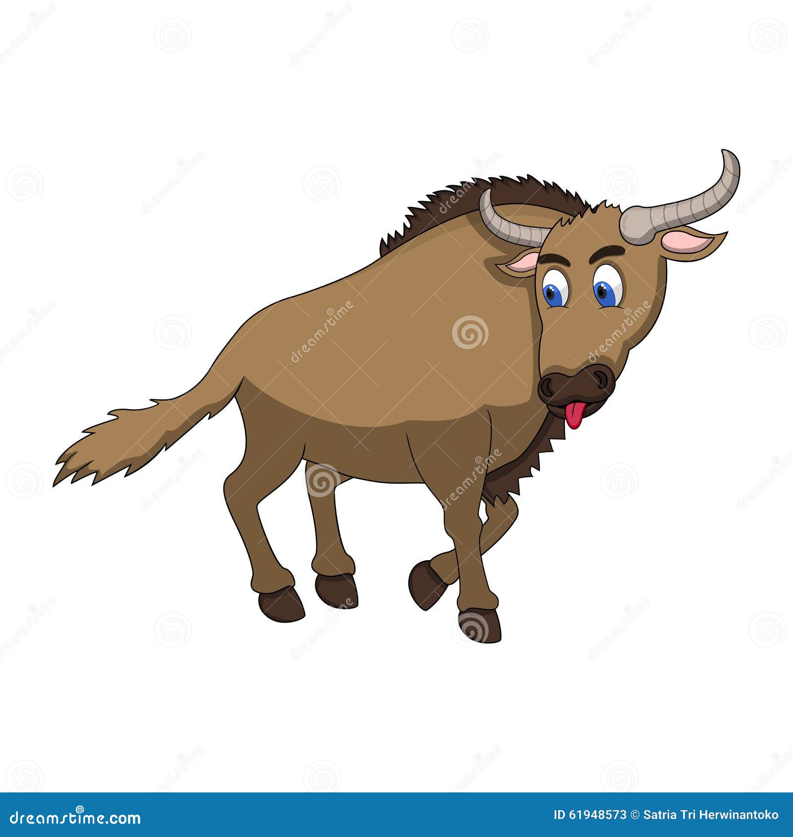 Wildebeest Cartoon Vector Illustration Stock Vector - Illustration of ...