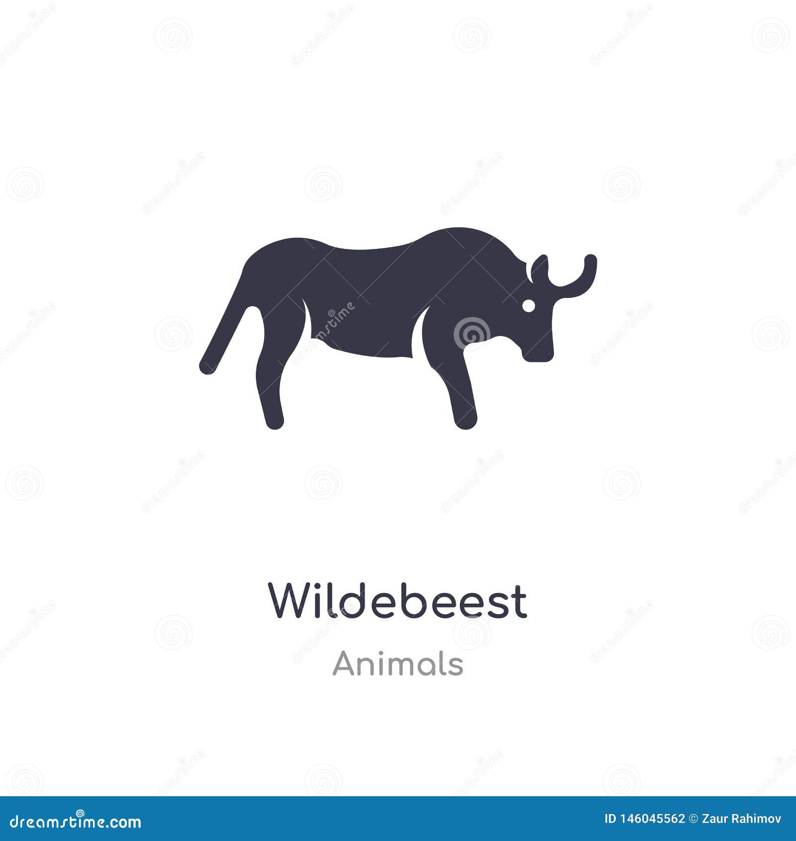 Wildebeest Icon. Isolated Wildebeest Icon Vector Illustration from ...