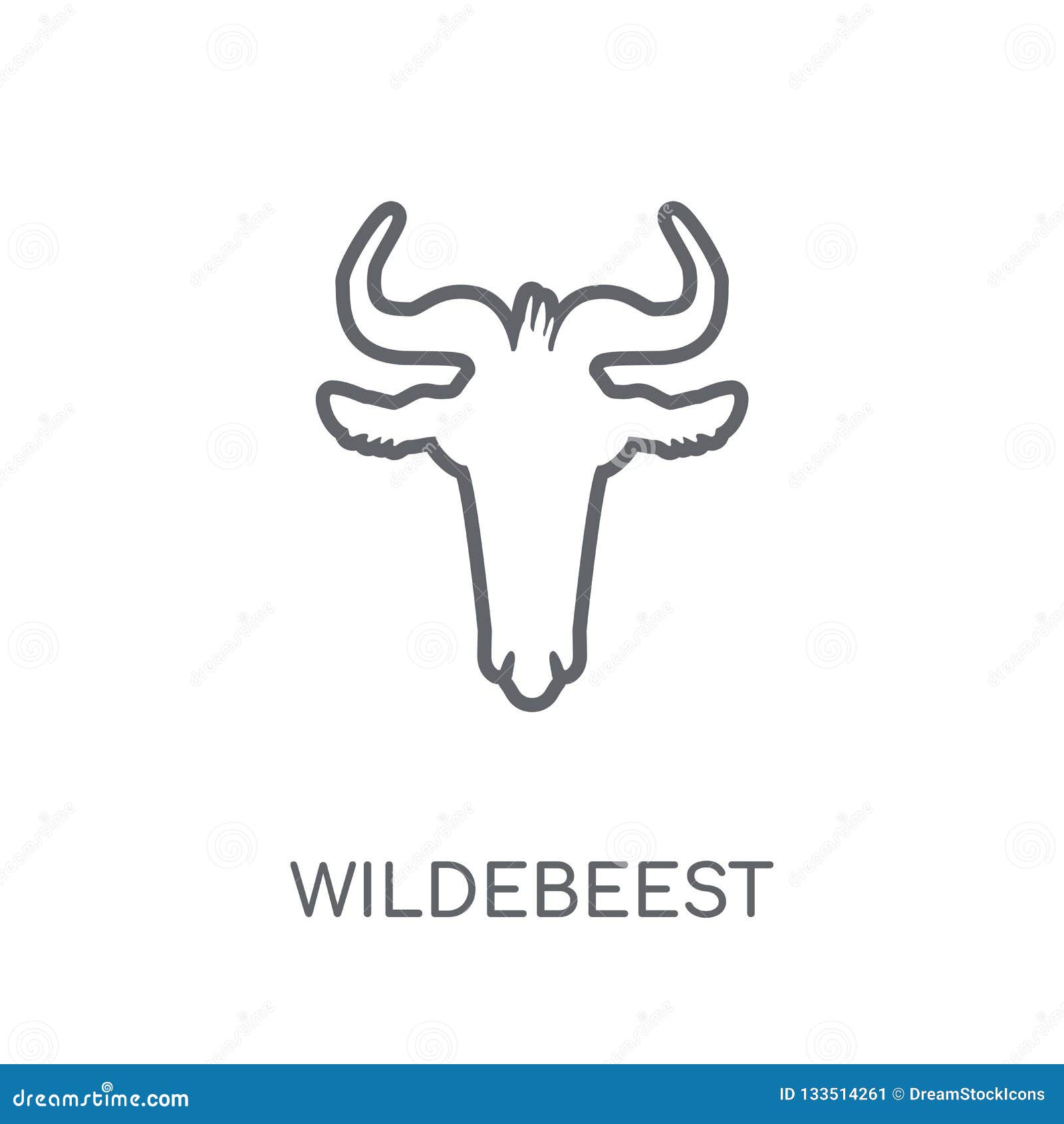 Wildebeest Linear Icon. Modern Outline Wildebeest Logo Concept O Stock ...