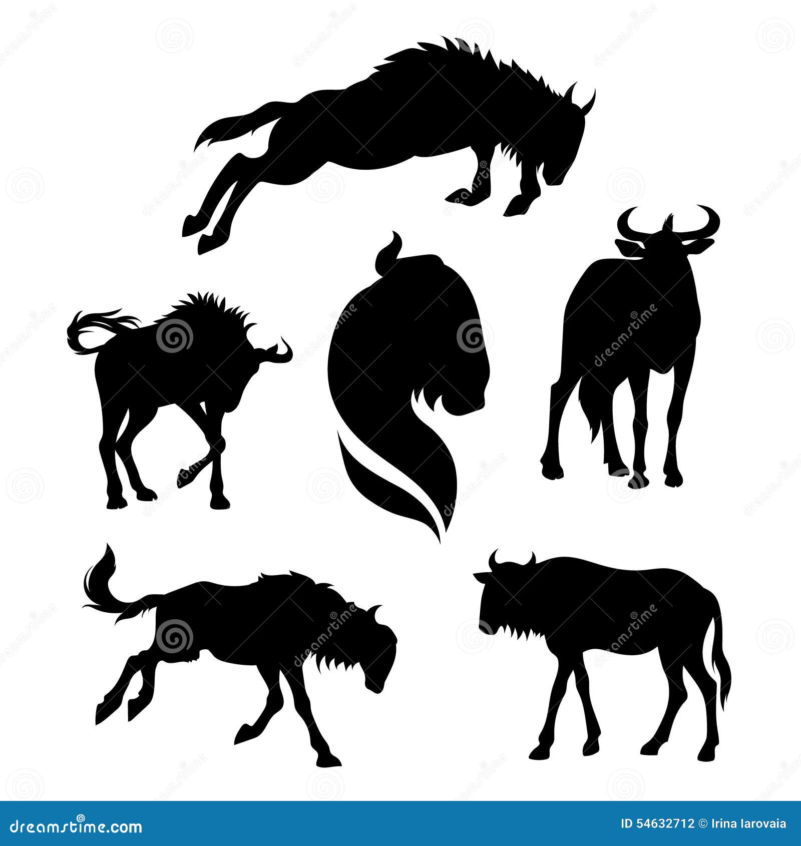 Wildebeest set vector stock vector. Illustration of wildebeest - 54632712