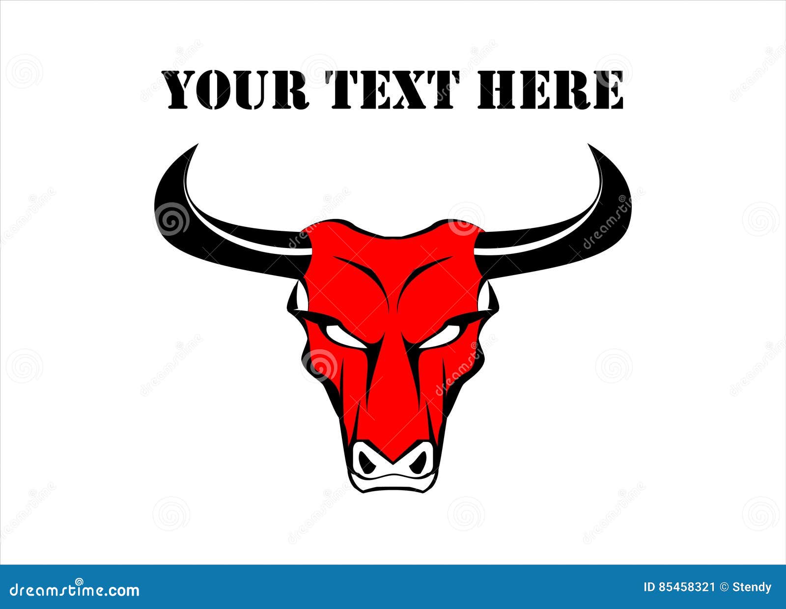 Wilder Roter Stier Mit Dem Schwarzen Horn Vektor Abbildung ...