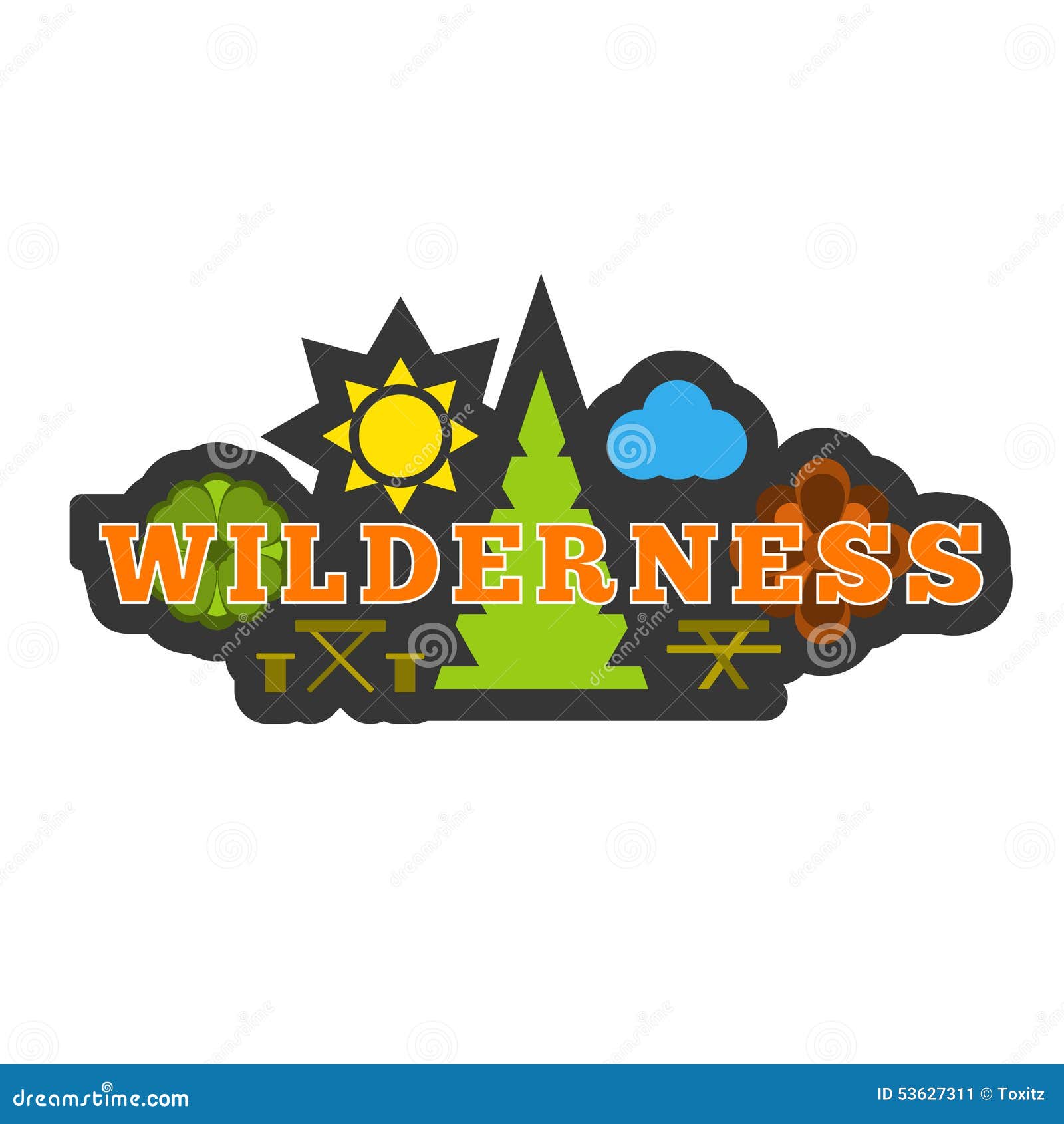 Wilderness Badge Sticker or Logo. Stock Vector - Illustration of rays ...