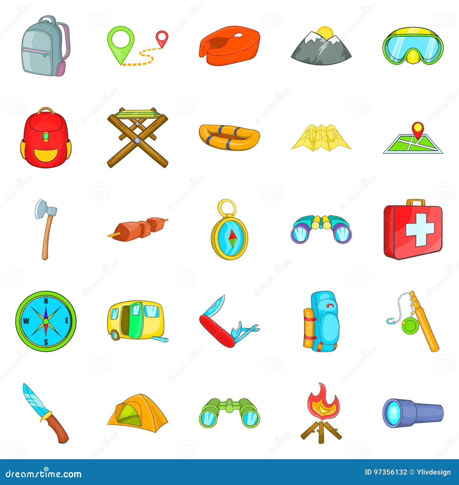 Wilderness Icons, A Flat Vector Guide To Essential Gear | CartoonDealer ...