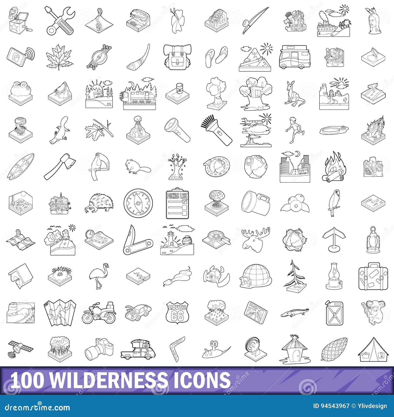 Wilderness Icons, A Flat Vector Guide To Essential Gear | CartoonDealer ...