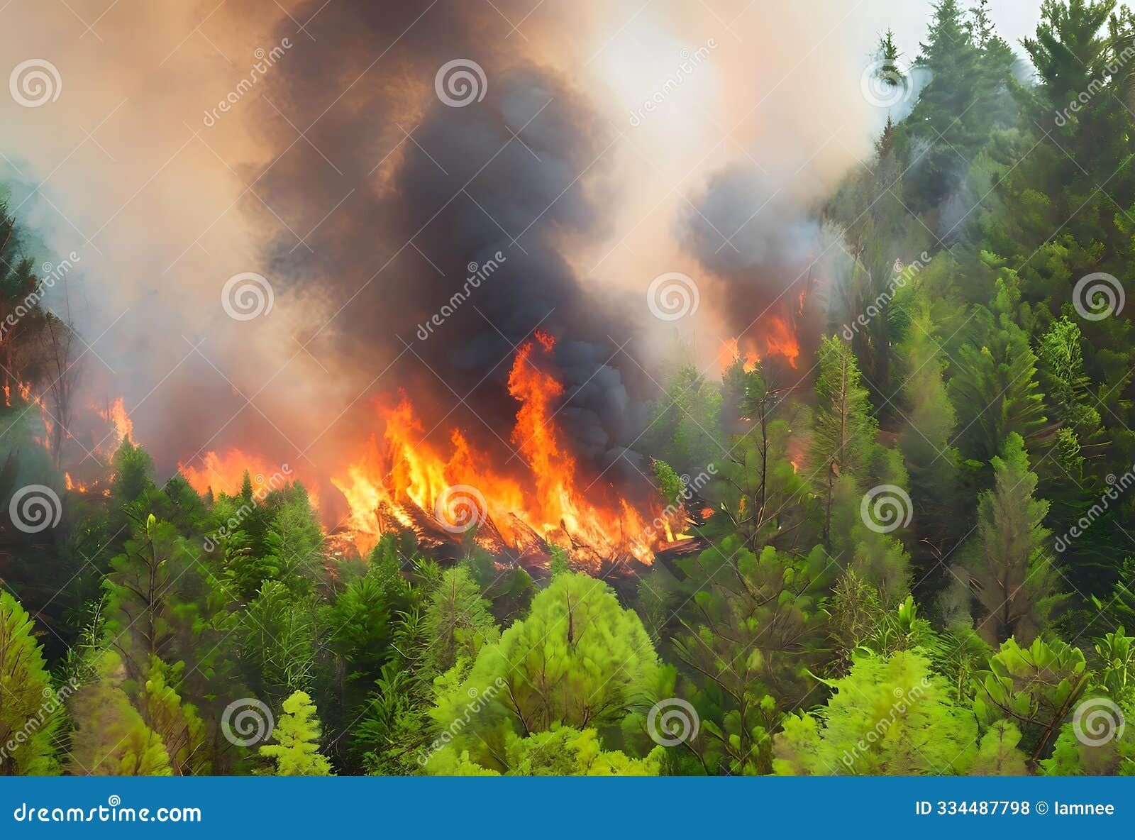 Forest Fire Raging Uncontrollably, Causing Severe Damage.AI Generated ...