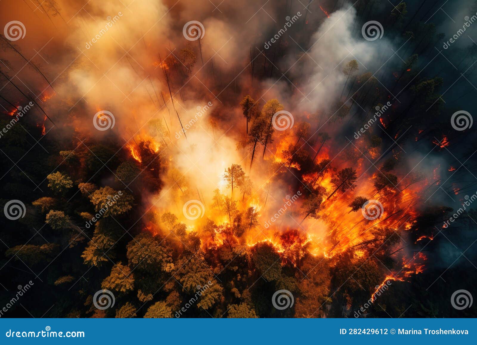 Wildfire Burns Trees and Ground in Forest. Generative Ai Image. Stock ...