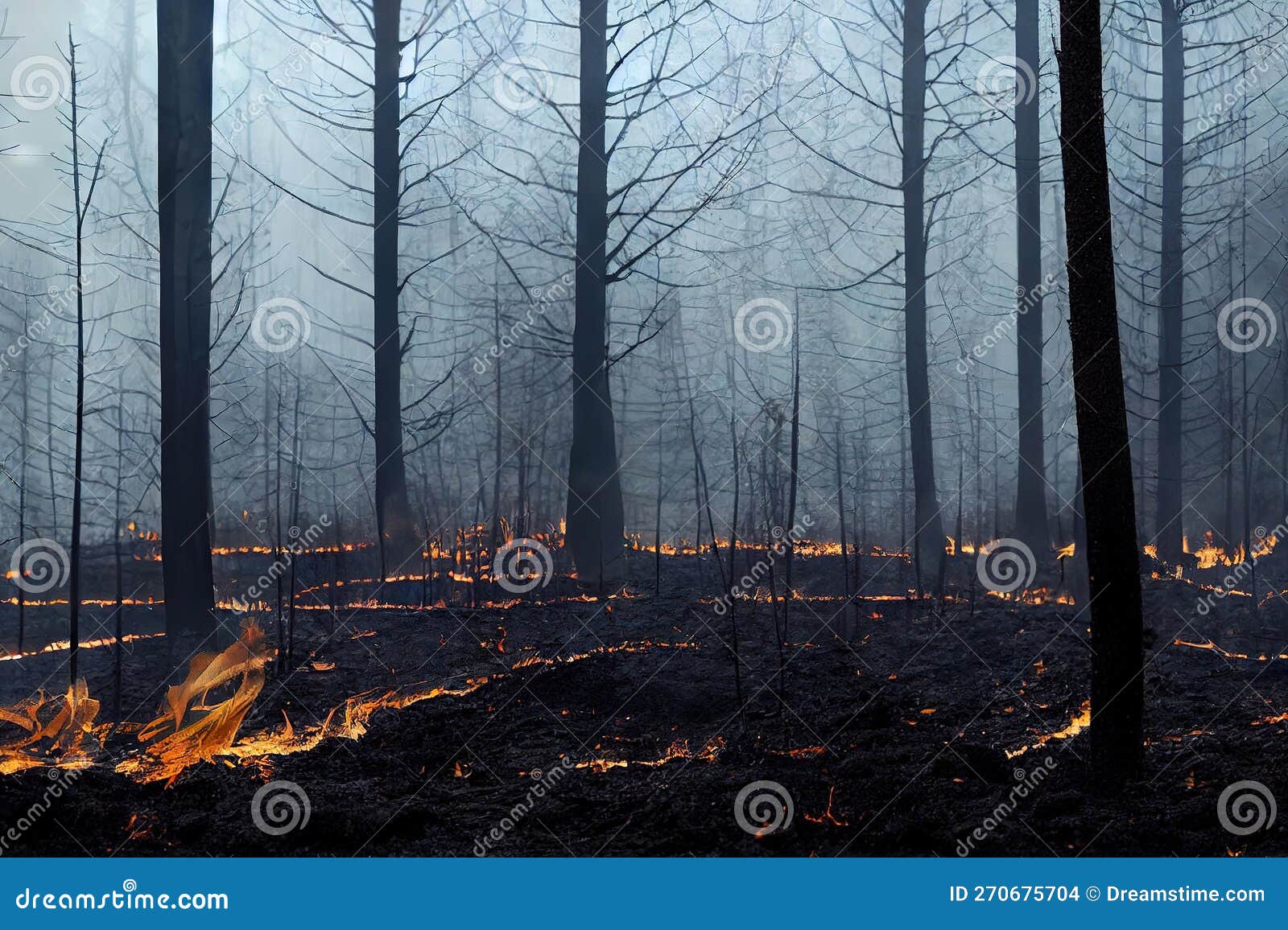 Wildfire in Forest Caused by Human Deforestation Landscape Background ...