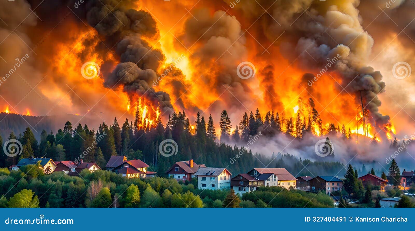 Wildfire In Forest Caused By Human Deforestation Landscape Background ...