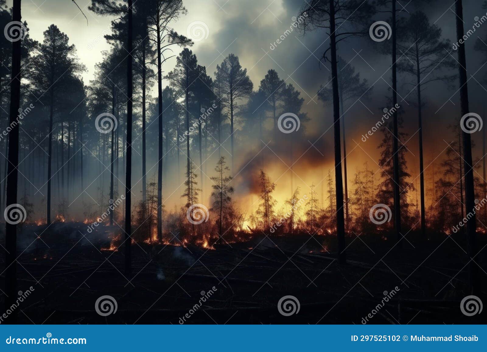 Wildfire Forest Fire Engulfs Woods Fire Spreads Wildly Stock ...