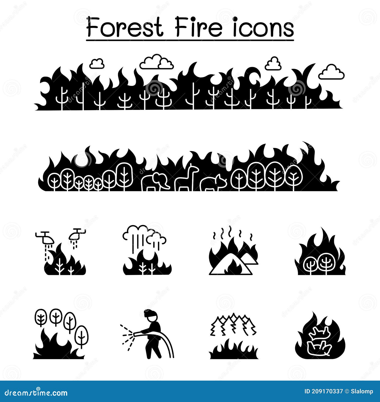 Wildfire, Forest Fire Icon Set Vector Illustration Graphic Design Stock ...