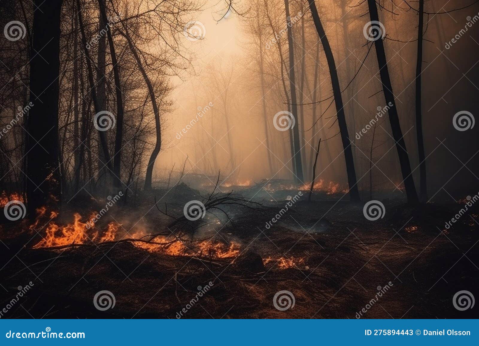 Wildfire Forest Much Smoke and Fire, Dramatic, Climate Disaster Stock ...