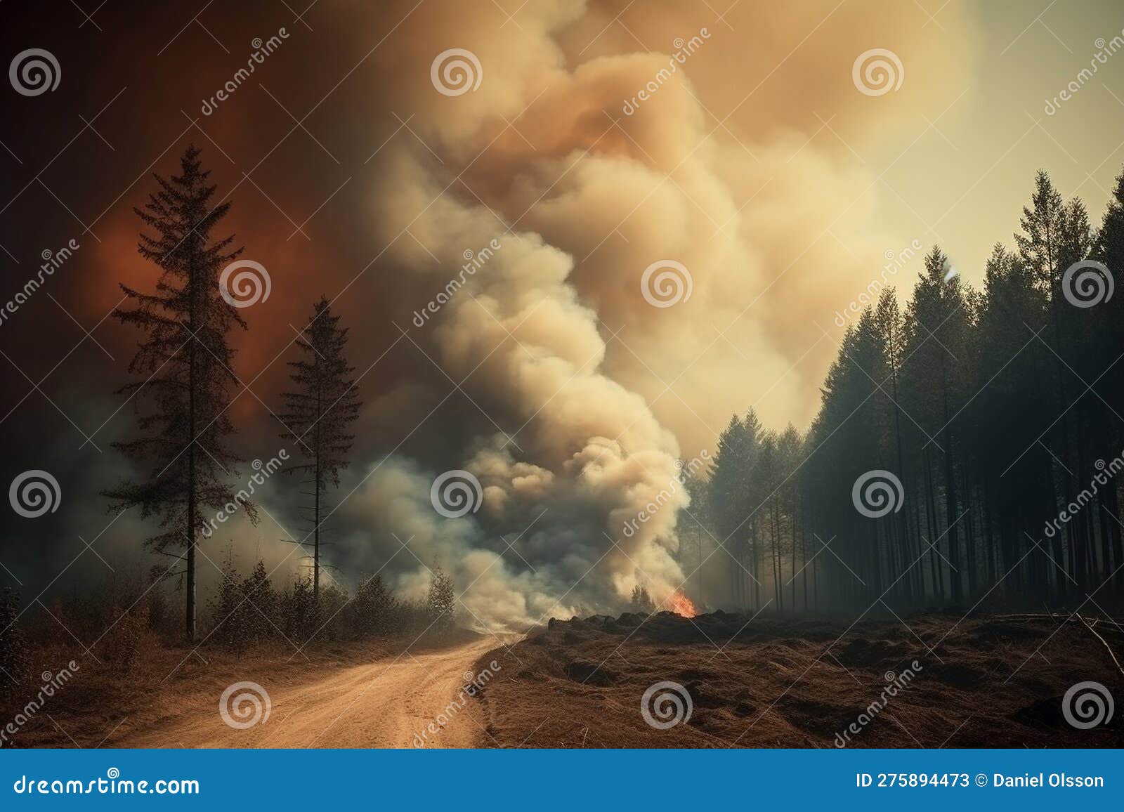 Wildfire Forest Much Smoke and Fire, Dramatic, Climate Disaster Stock ...