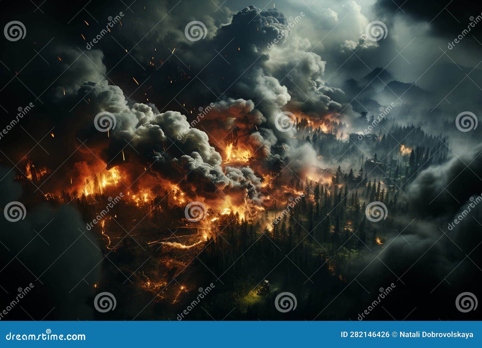 Wildfire in Forest Natural Catastrophe,uncontrolled Fire Stock Photo ...