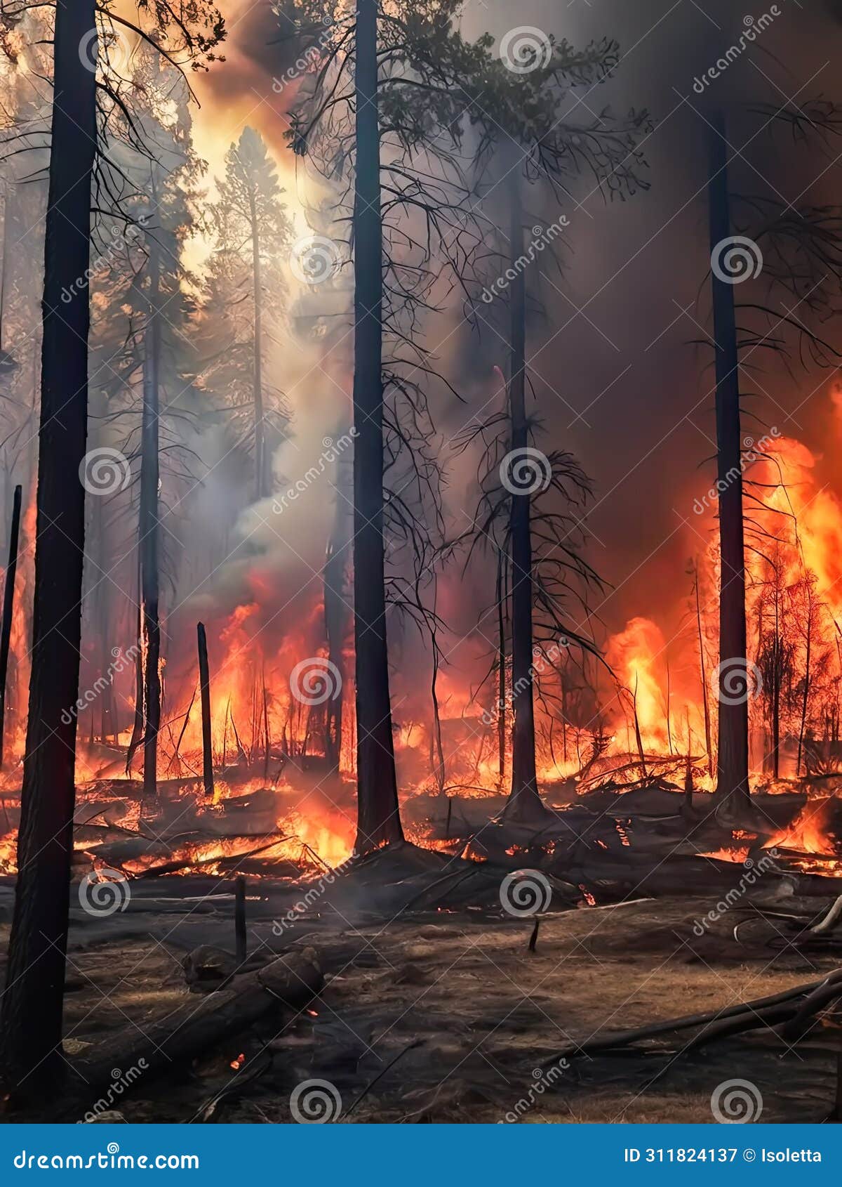 Wildfire in a Forest. Nature Disaster Stock Image - Image of flame ...