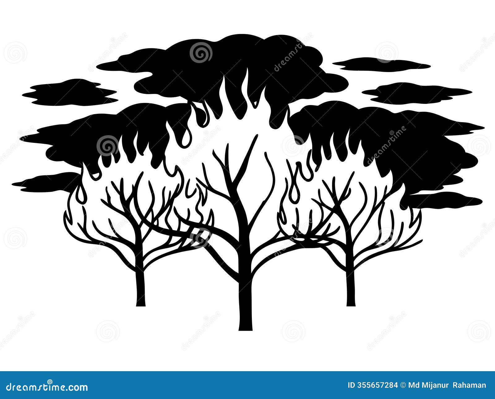 Wildfire-Inspired Burning Tree Silhouette Vector Design Stock Vector ...