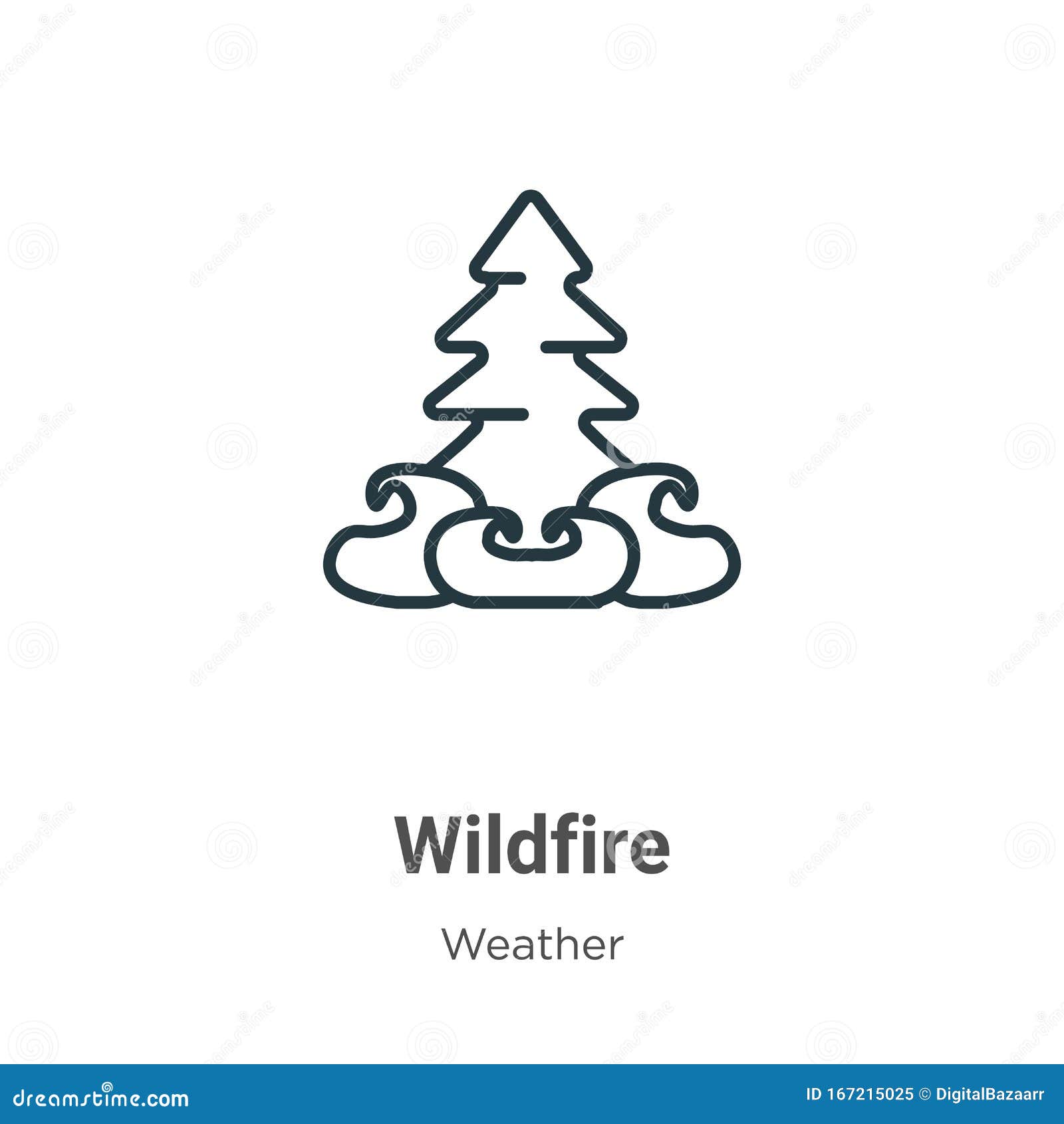 Wildfire Outline Vector Icon. Thin Line Black Wildfire Icon, Flat ...