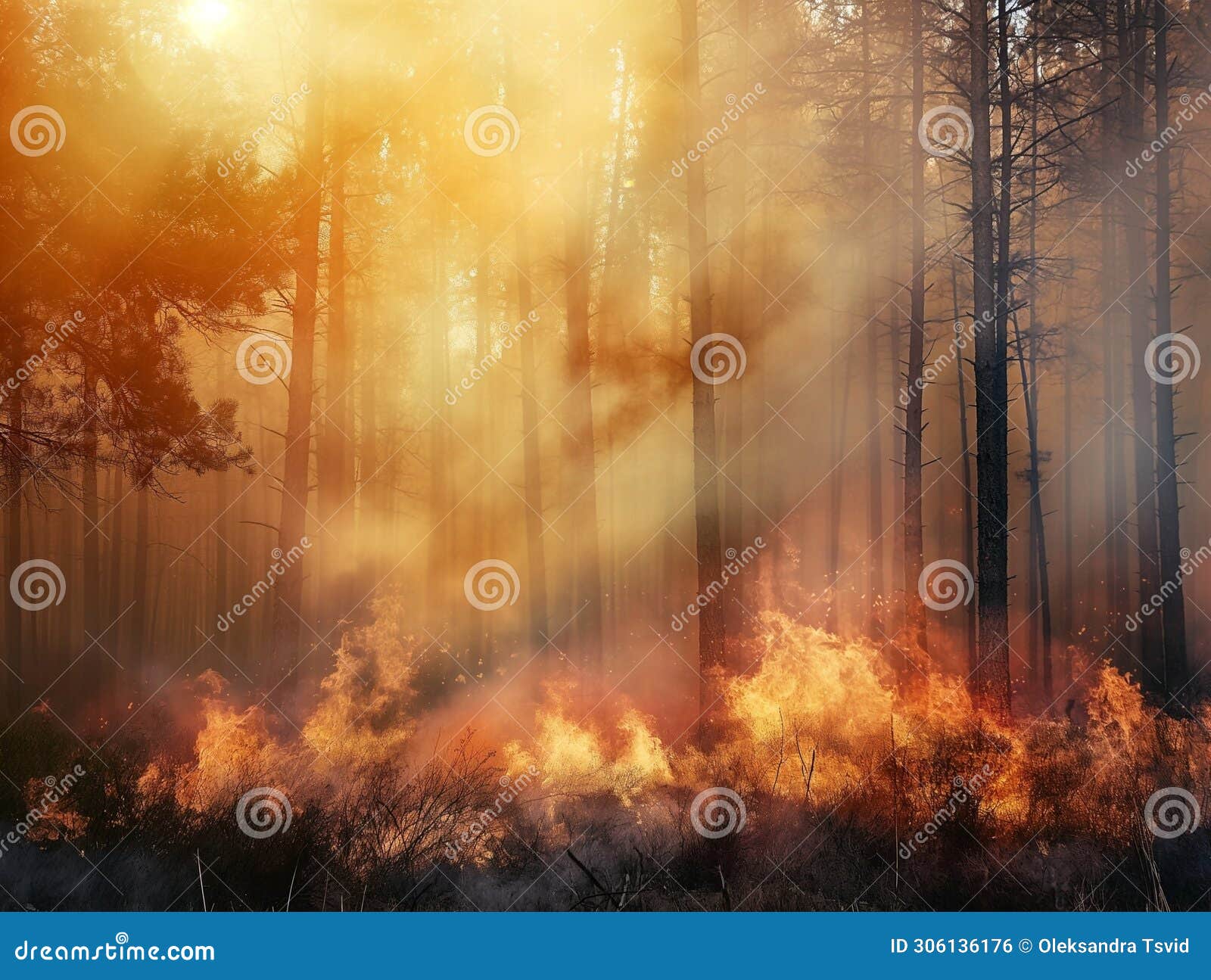 Wildfires Burning Trees with Smoke Stock Photo - Image of scenic ...