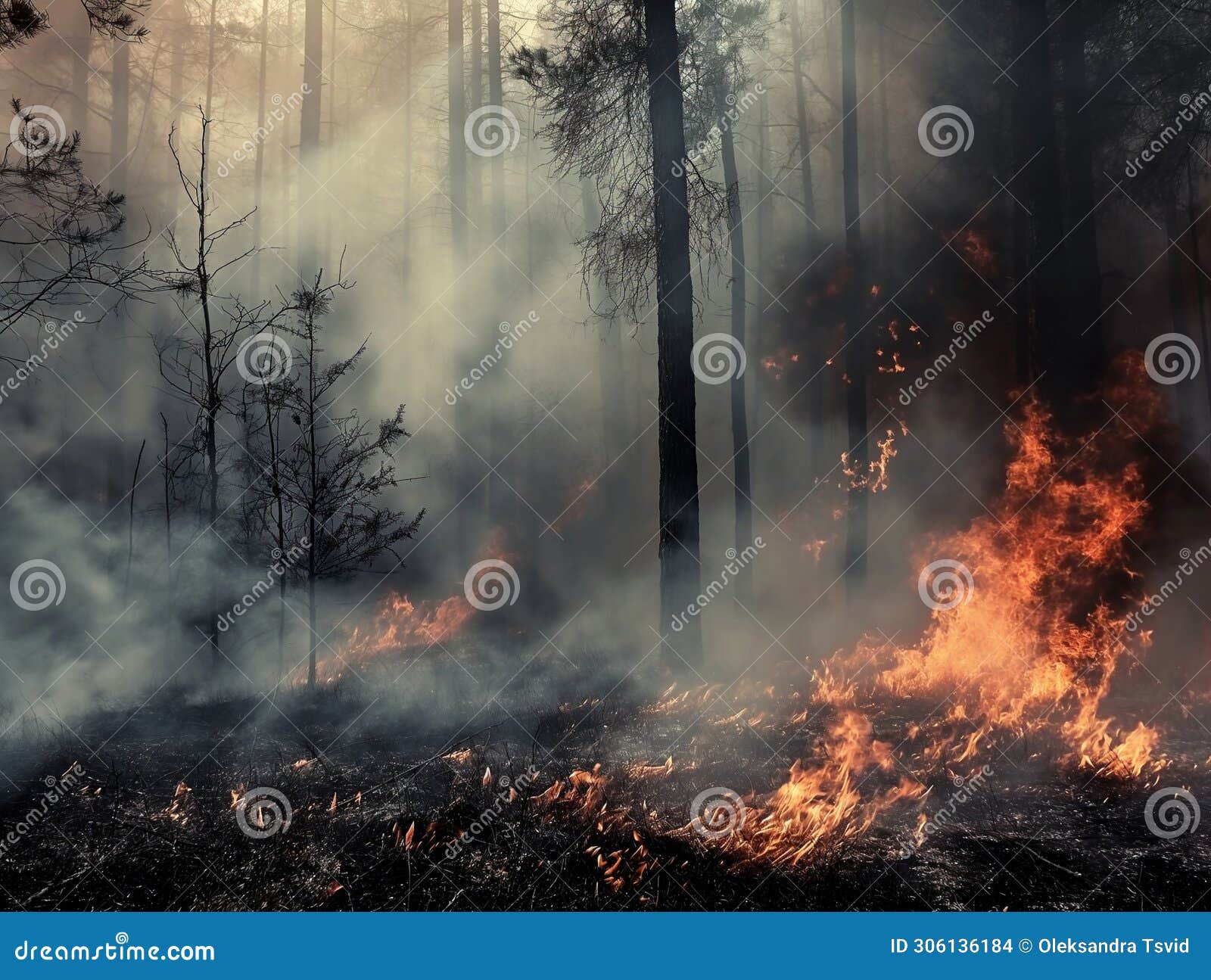 Wildfires Burning Trees with Smoke Stock Photo - Image of embers ...