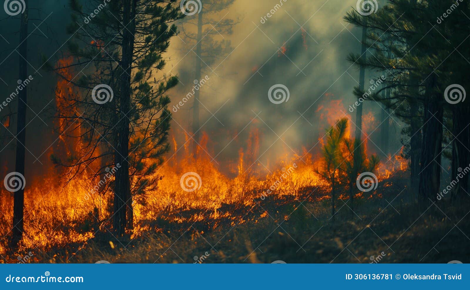 Wildfires Burning Trees with Smoke Stock Image - Image of night, wild ...