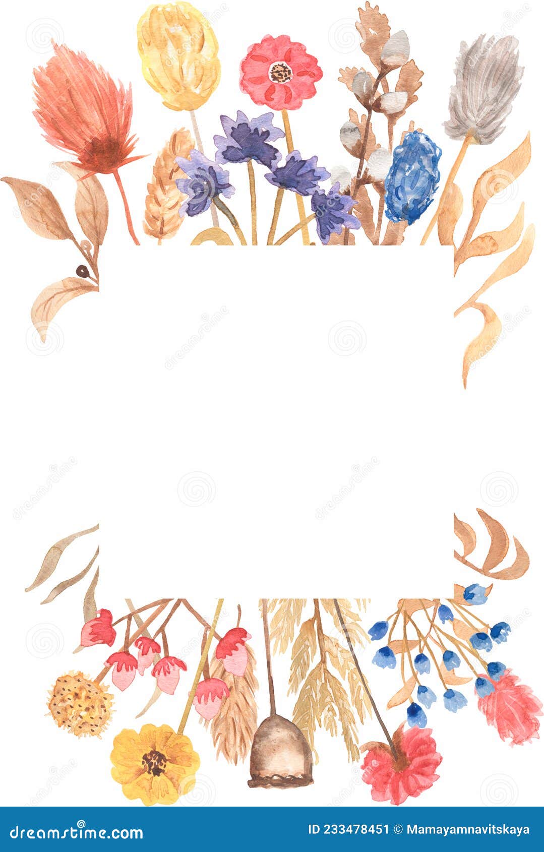 Wildflower Clipart Watercolor Meadow Flowers Frame Clip Art Field