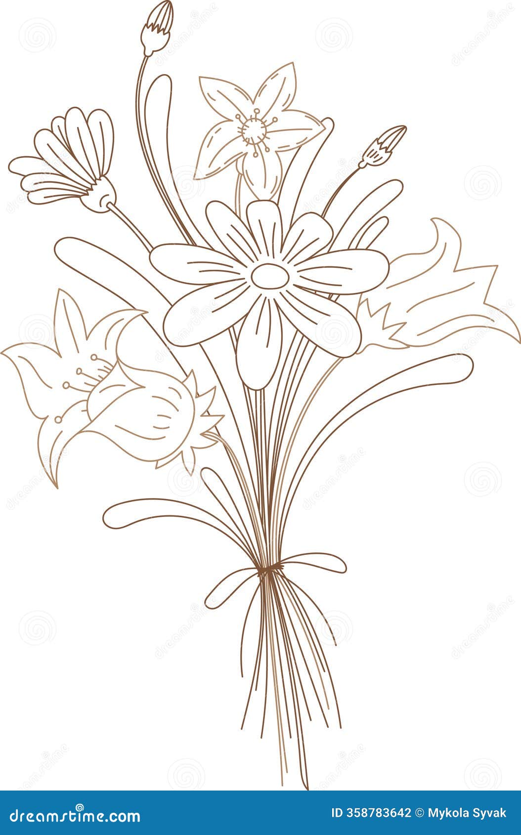 Line Art, Bouquet Of Flowers, Single Line Drawing. Black Line, Tulips ...