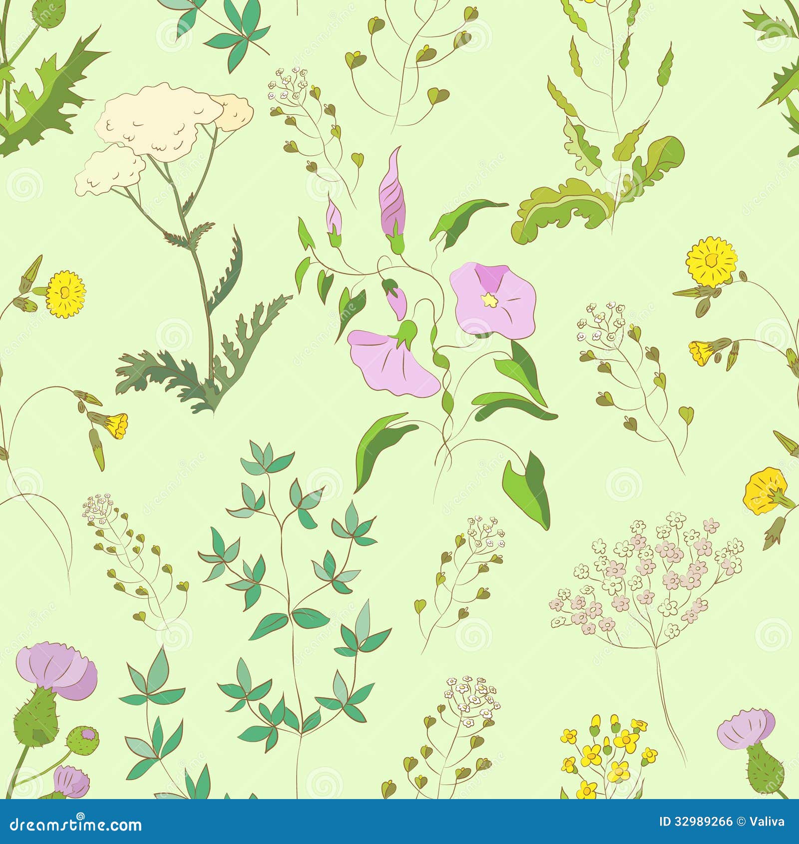 Wildflowers Pattern Vector Illustration | CartoonDealer.com #32989266