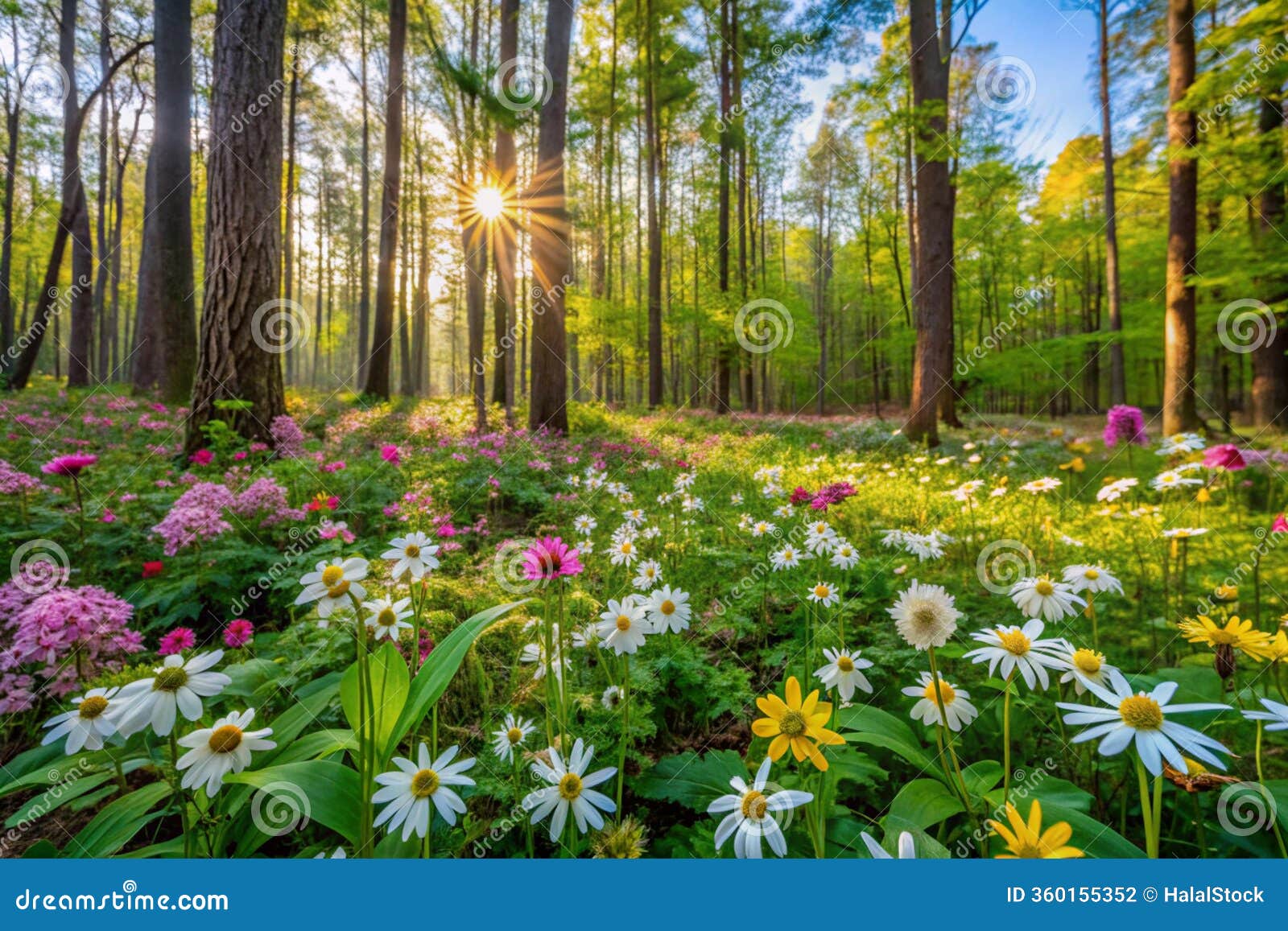 Wildflowers in Southeastern Forest Stock Illustration - Illustration of ...