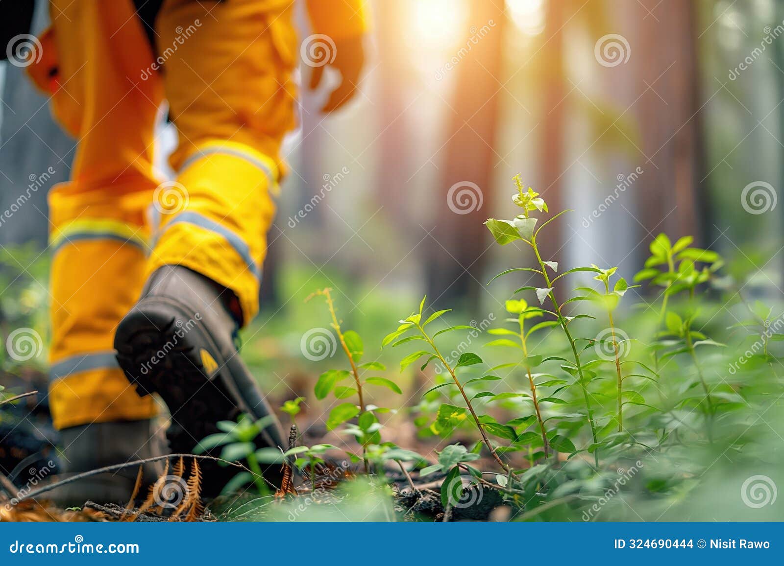 Wildland Firefighter Battling Forest Fire Focus on, Selective Focus ...