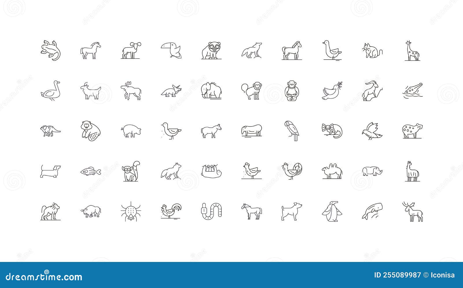 Wildlife Animals Ideas, Linear Icons, Line Signs Set, Vector Collection ...