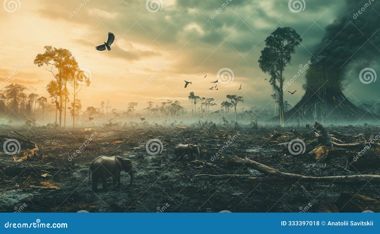 Wildlife Forages through a Devastated Forest, Highlighting the Impact ...