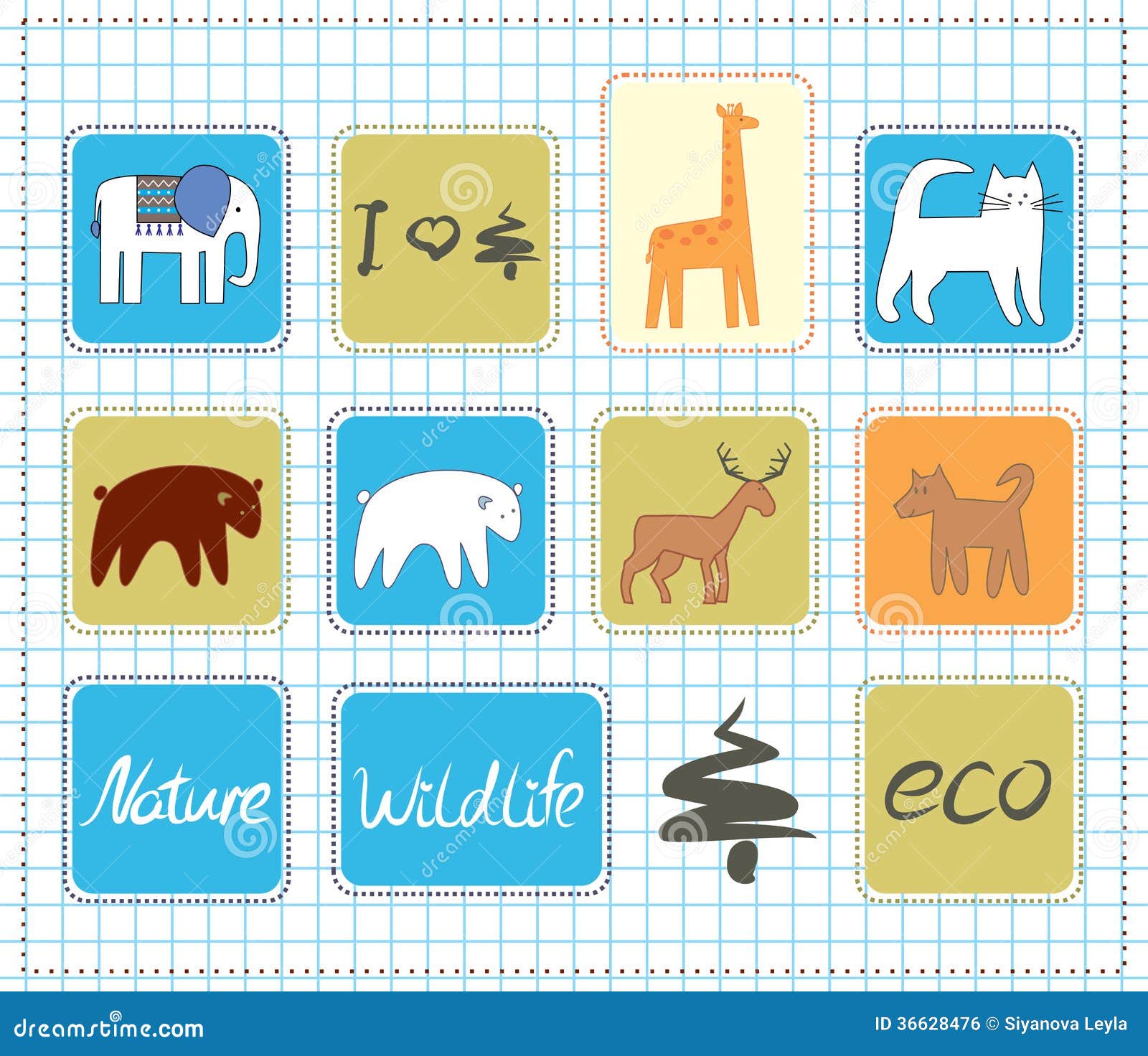 Wildlife icons set stock vector. Illustration of deer - 36628476