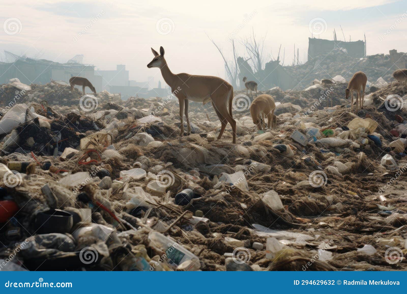 Wildlife Navigating an Environment Surrounded by Refuse on a Landfill ...