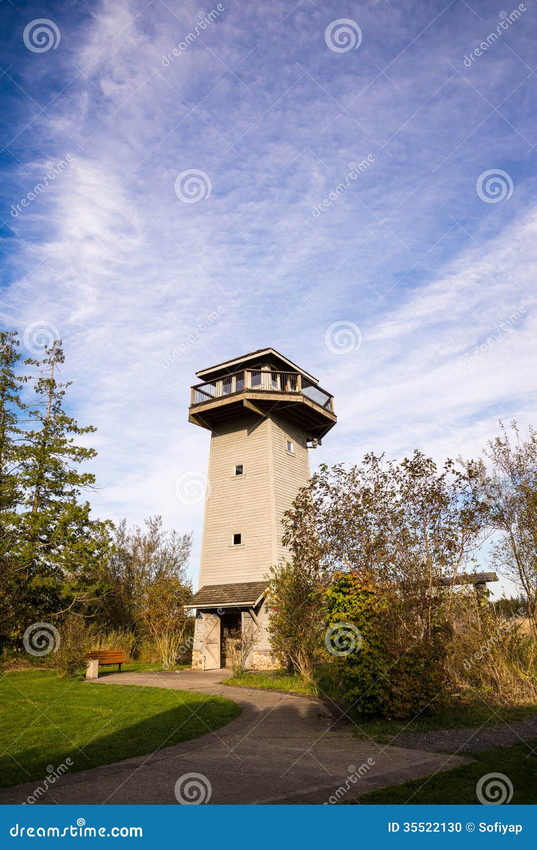 Wildlife Viewing Tower in a Park. Stock Photo - Image of wooden ...