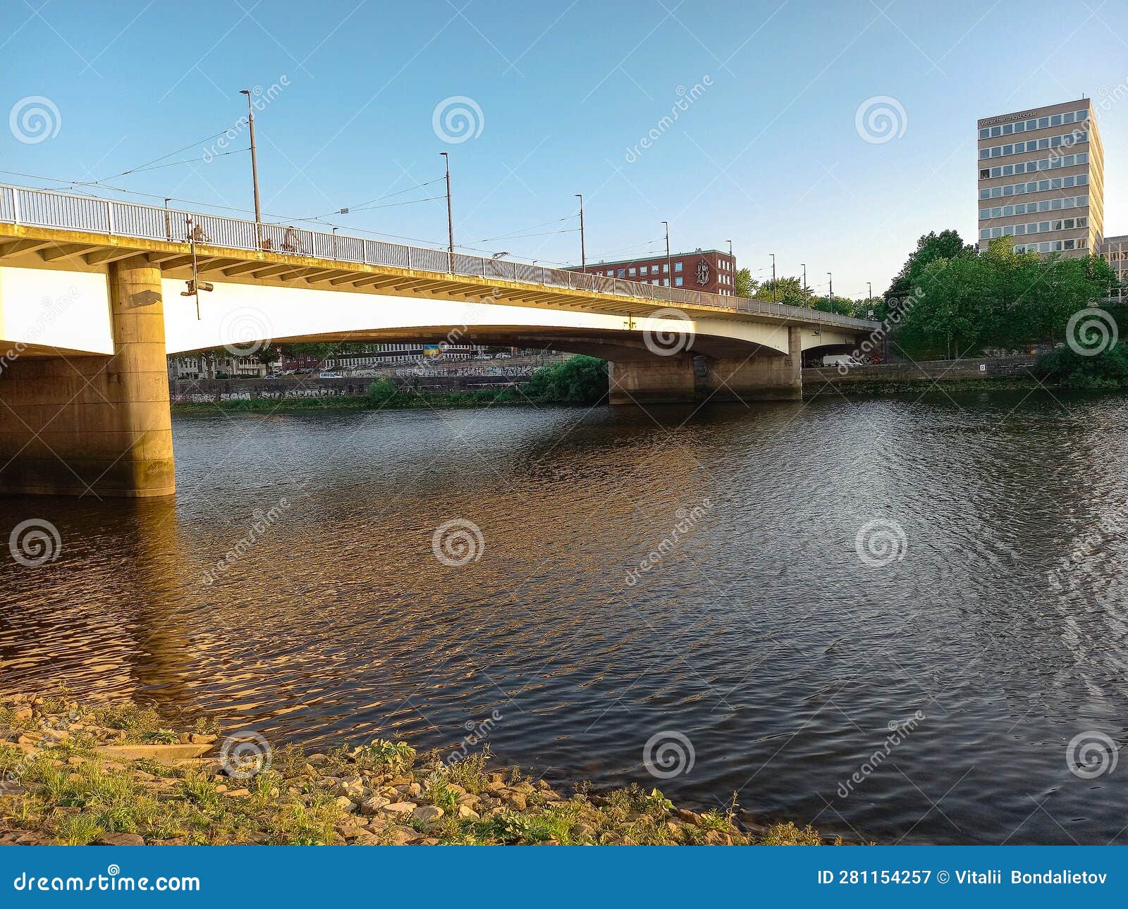 Wilhelm Kaisen Bridge in Bremen Stock Image - Image of evening, tourism ...