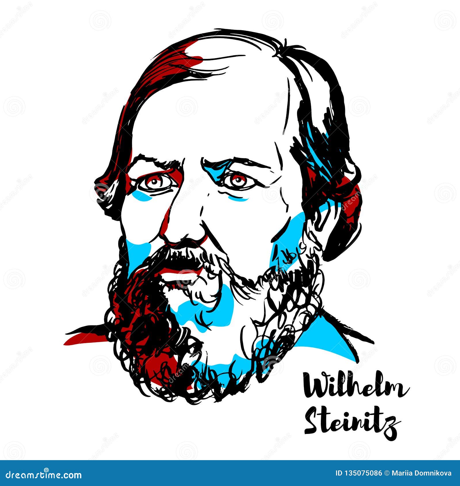 Wilhelm Steinitz Portrait foto editorial. Ilustración de ganador ...