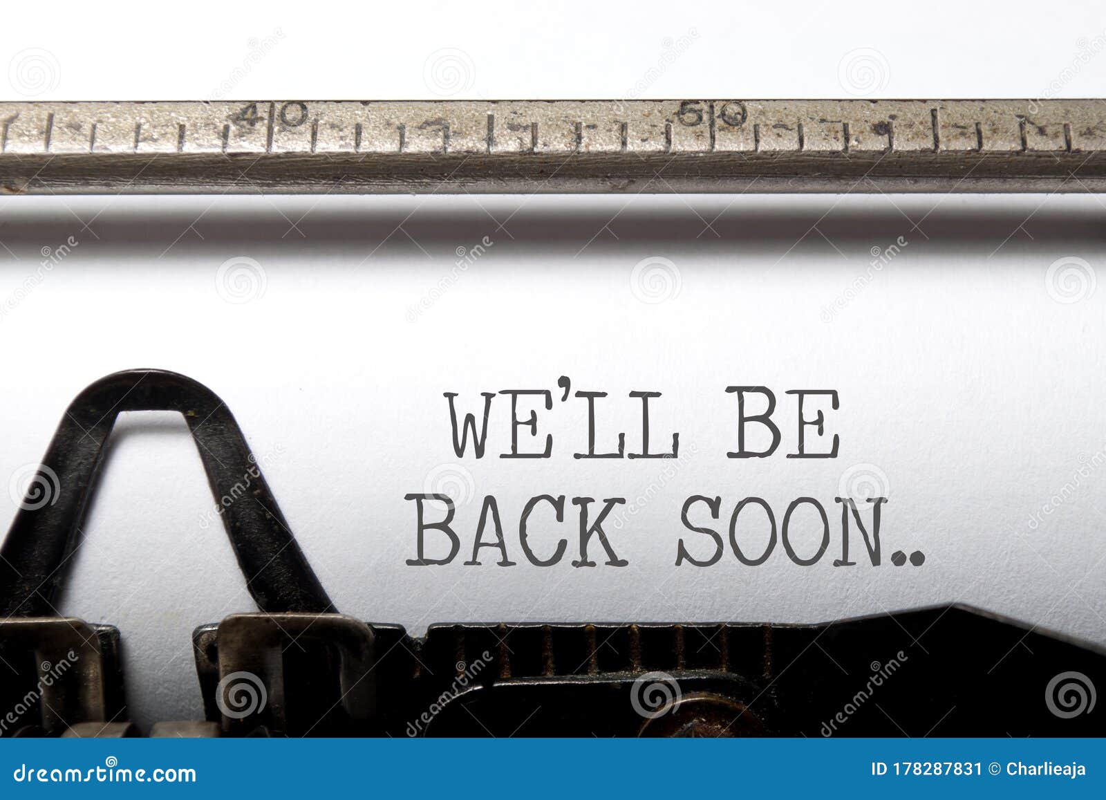 We will be back soon stock image. Image of vacation - 178287831