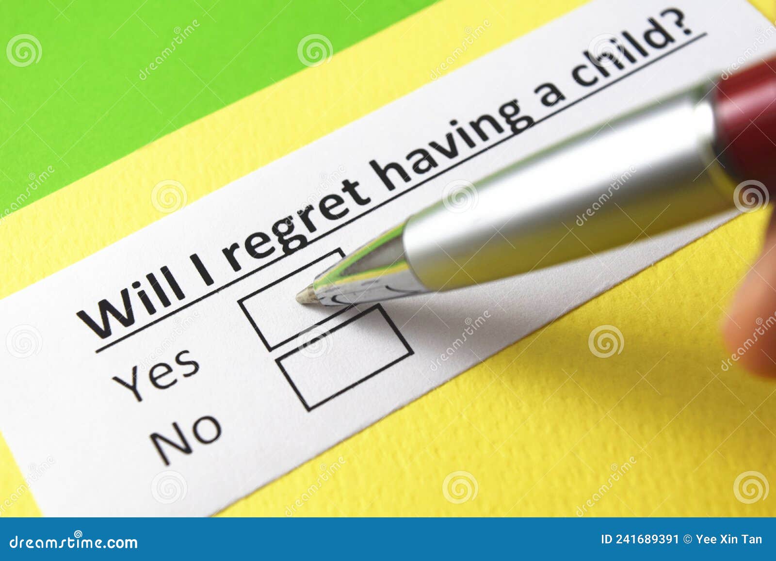 Will I Regret Having a Child? Yes or No Stock Image - Image of ...