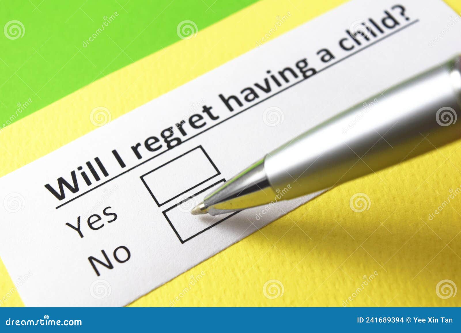 Will I Regret Having a Child? Yes or No Stock Photo - Image of ...