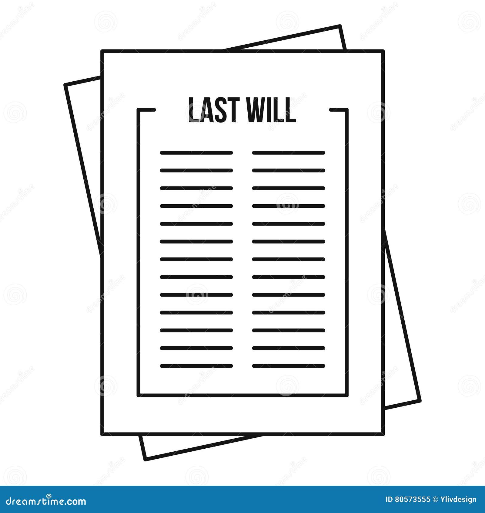 Will icon, outline style stock vector. Illustration of sheet - 80573555