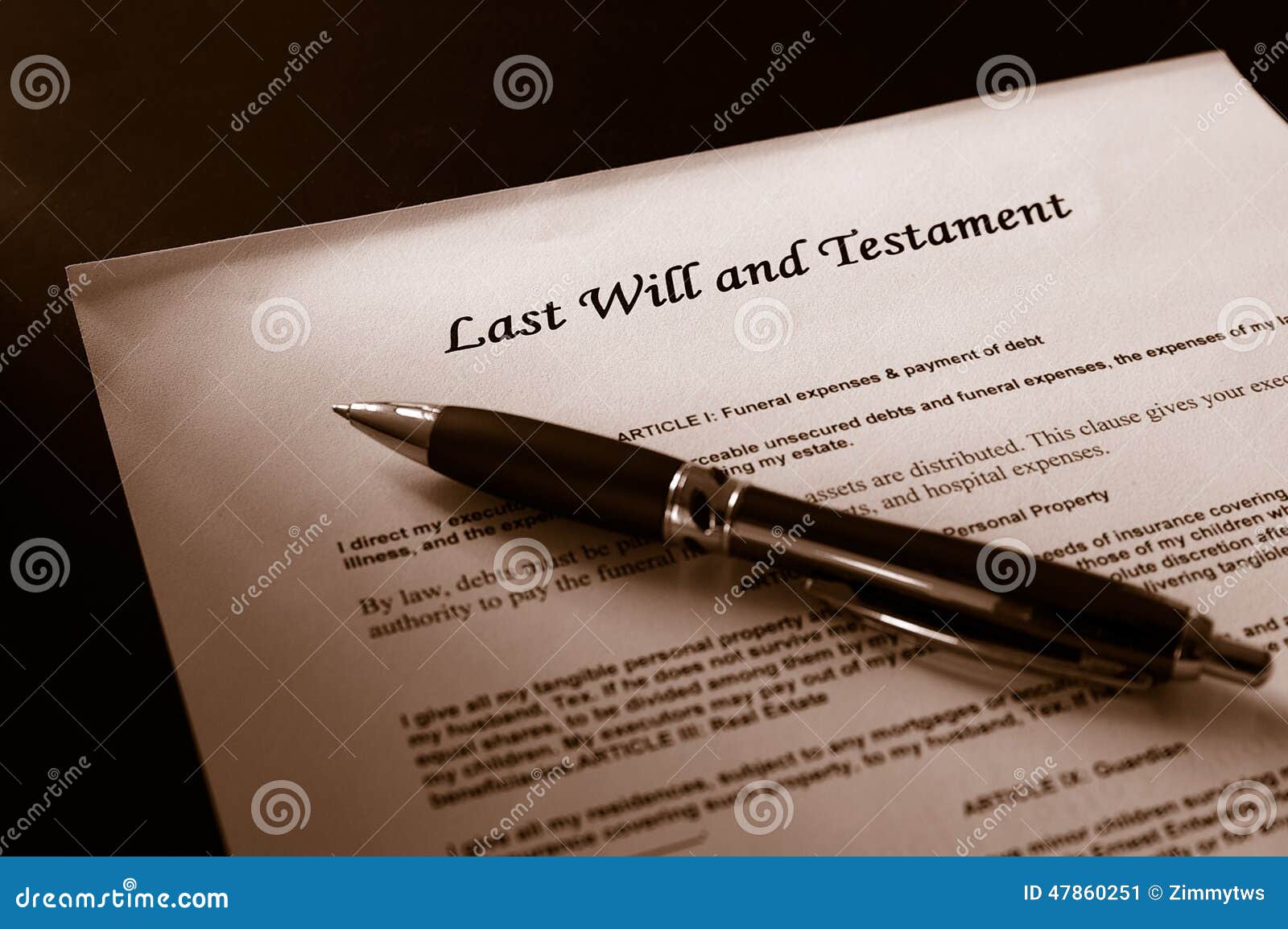 Will and Testament stock image. Image of document, legal - 47860251