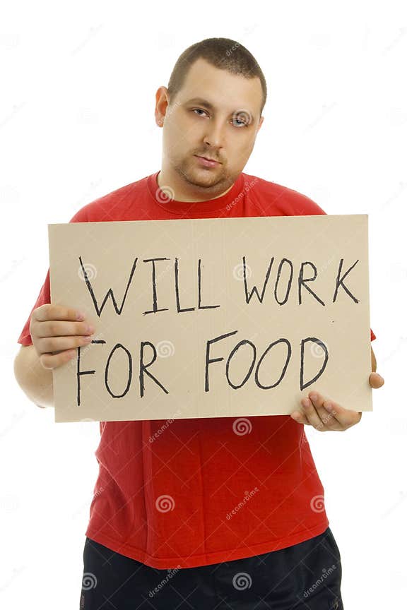 Will work for food. stock image. Image of depression - 11208939