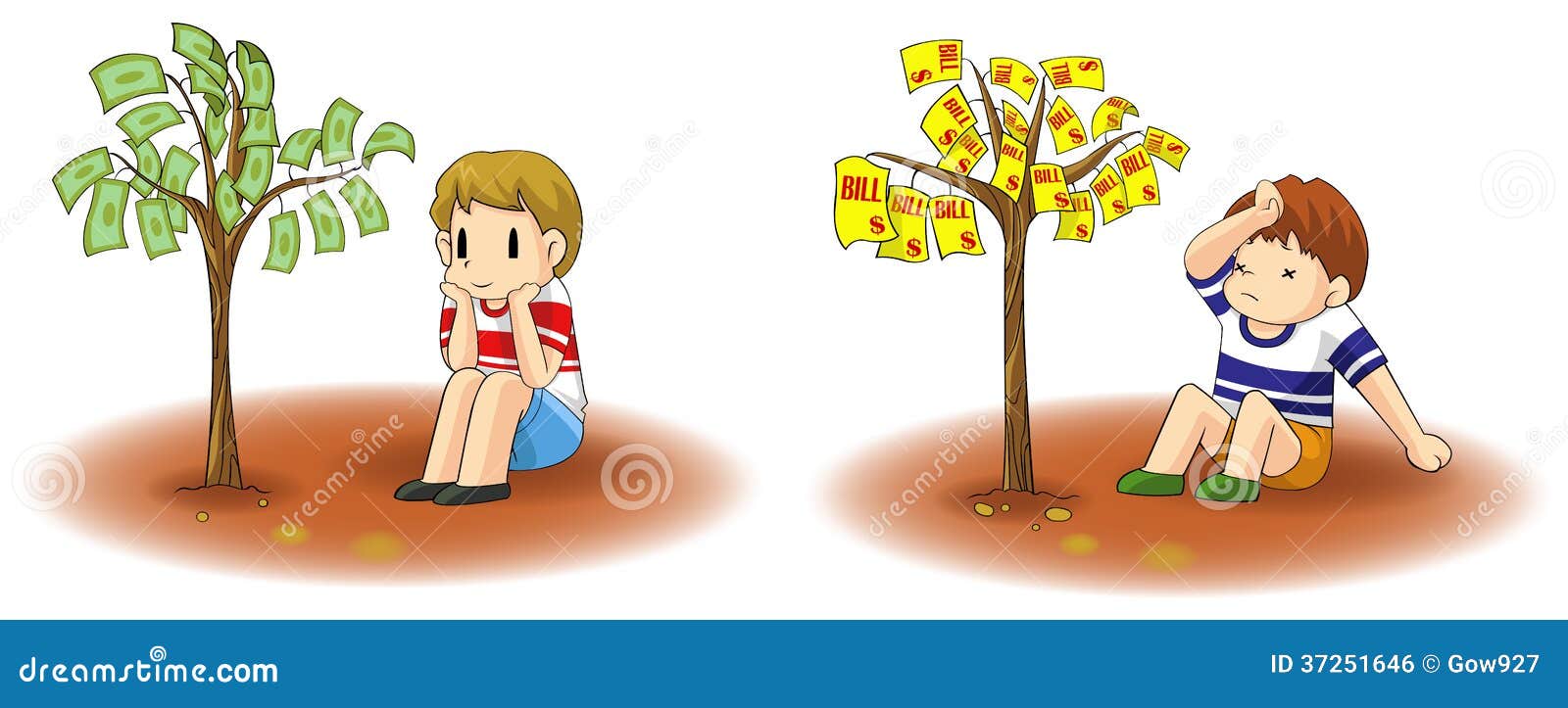 Will You Grow an Income or a Debt Tree? Stock Illustration ...