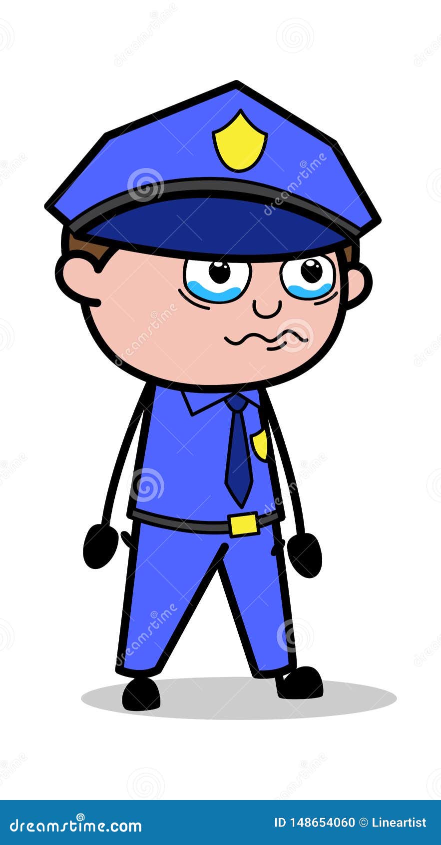 Willing To Cry - Retro Cop Policeman Vector Illustration Stock ...