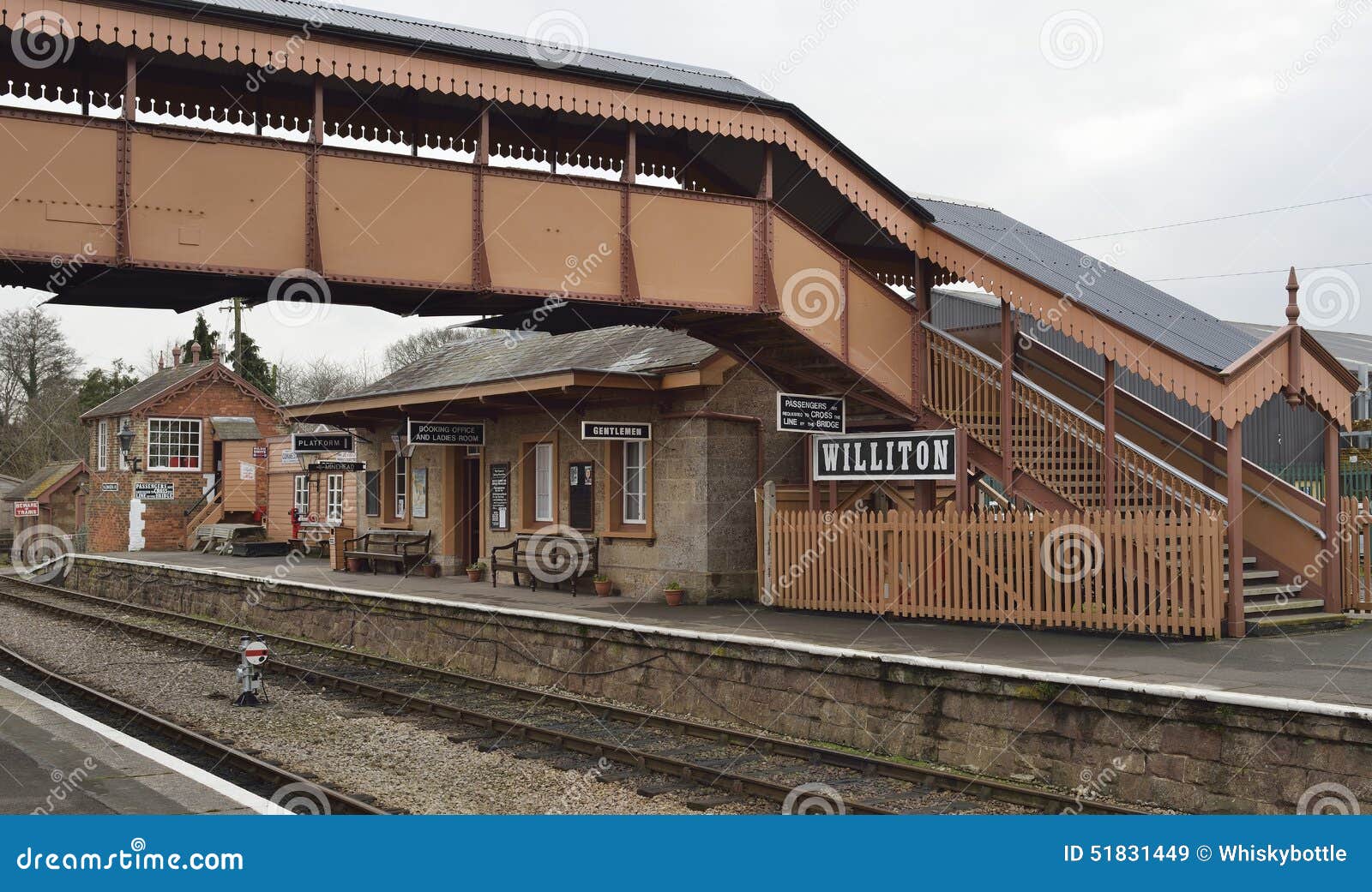 Williton Station and Footbridge Stock Image - Image of station ...