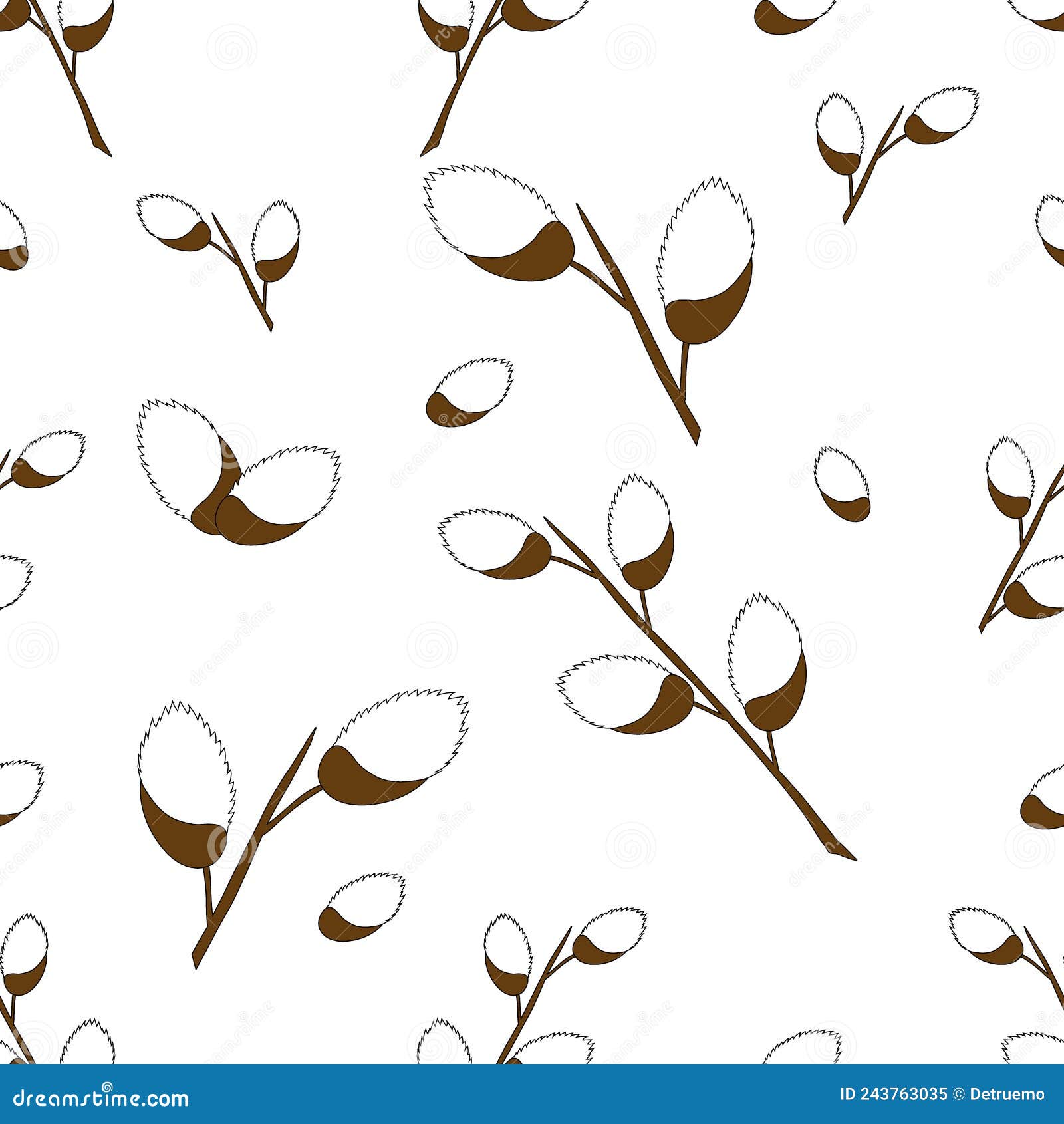 Willow Branch on a White Background.seamless Pattern - the Day of Bright Easter. Flat ...