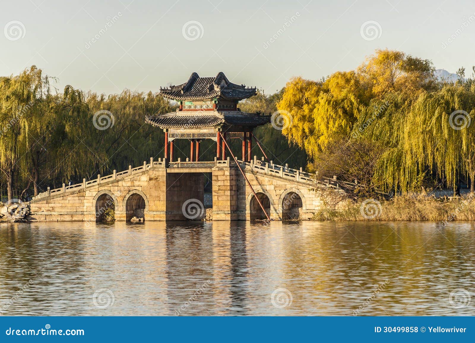 Willow Bridge at Xidi of Summer Palace Stock Photo - Image of pavilion ...