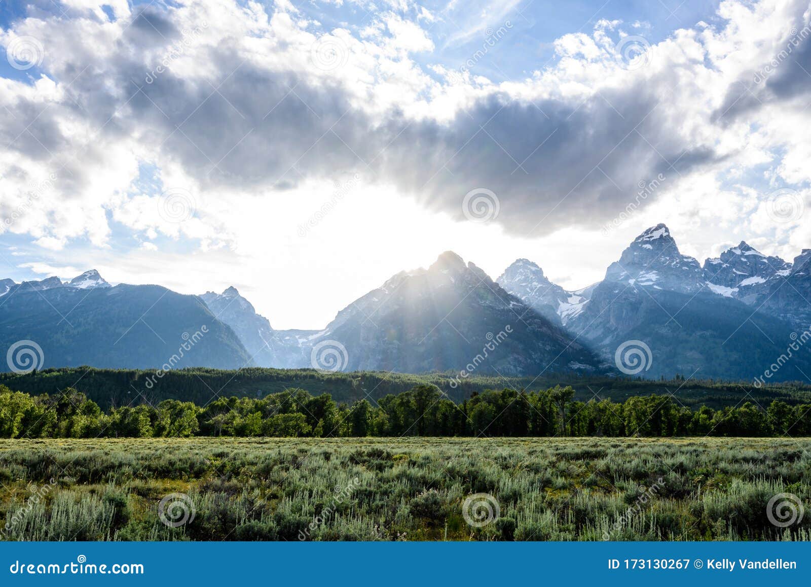 Willow Flats Expanse Below Teton Range Stock Image - Image of outdoors ...