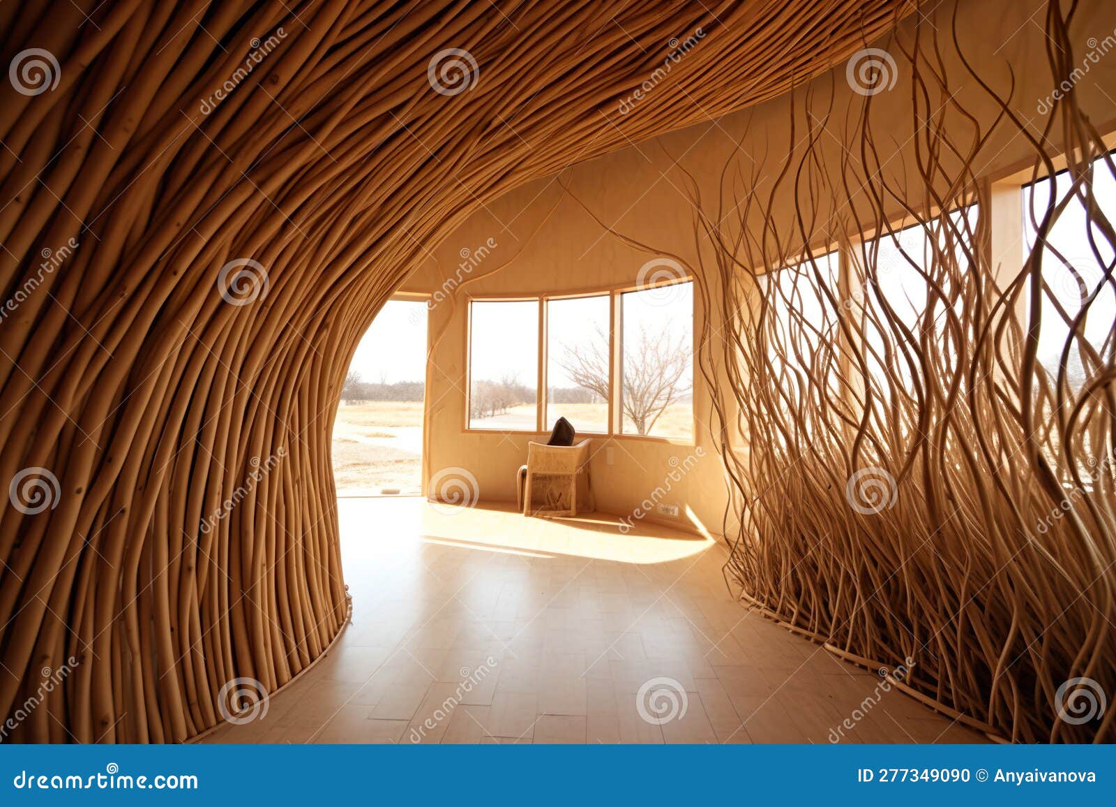 Willow and Reed Feature Wall in a Room. Generative AI Interior. Stock ...