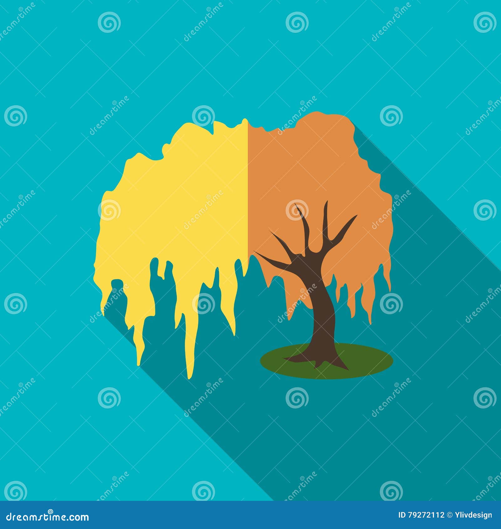 Willow Tree Icon, Flat Style Stock Vector - Illustration of icon ...