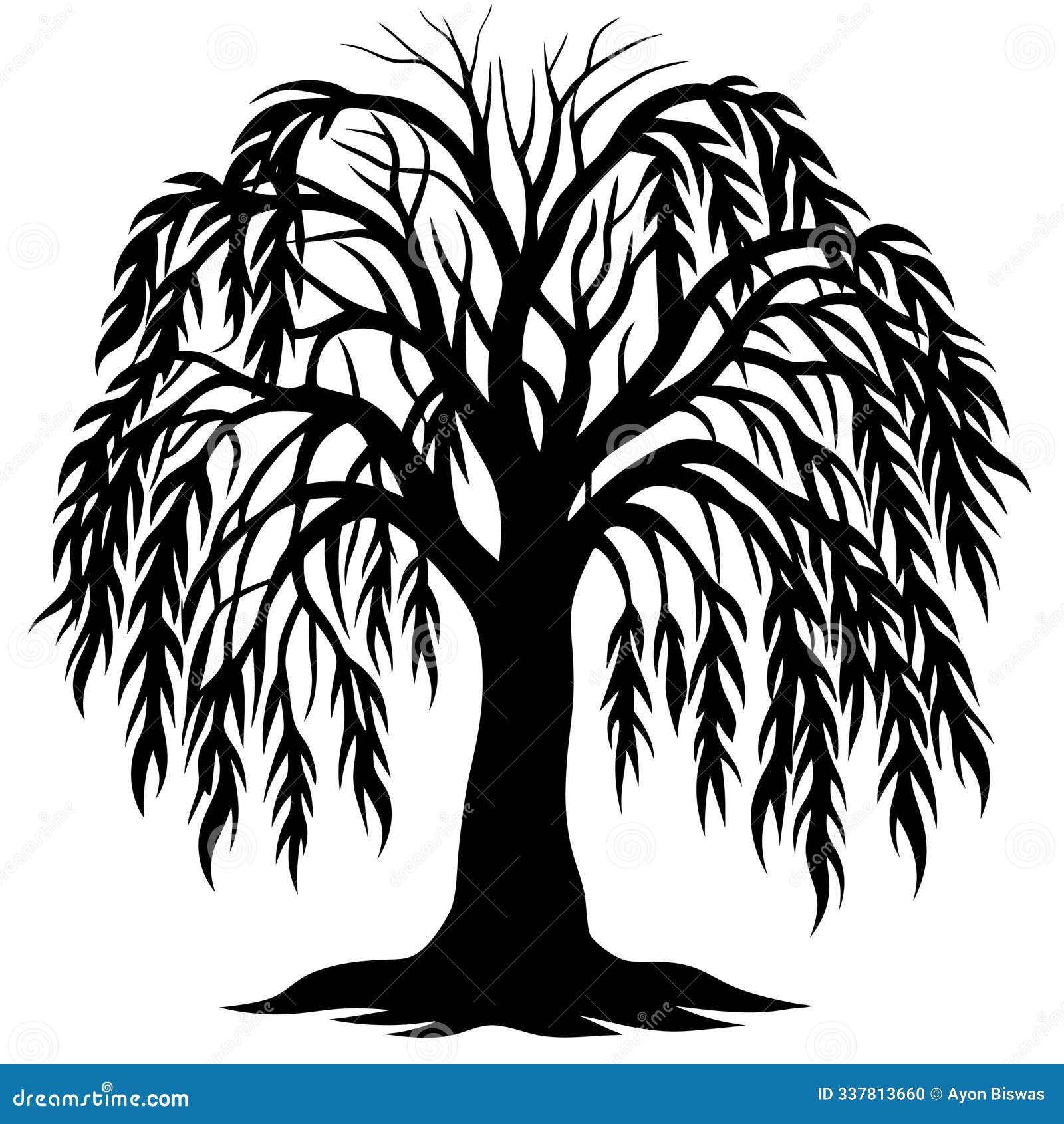 Willow Tree silhouette stock illustration. Illustration of vector ...